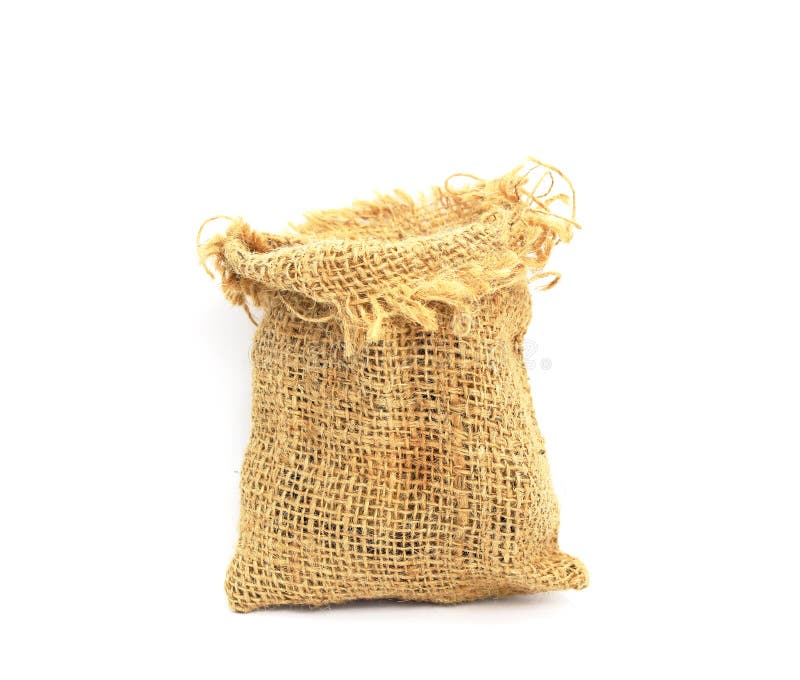 Empty Burlap Sack Bag Isolated on White Background Stock Photo - Image ...