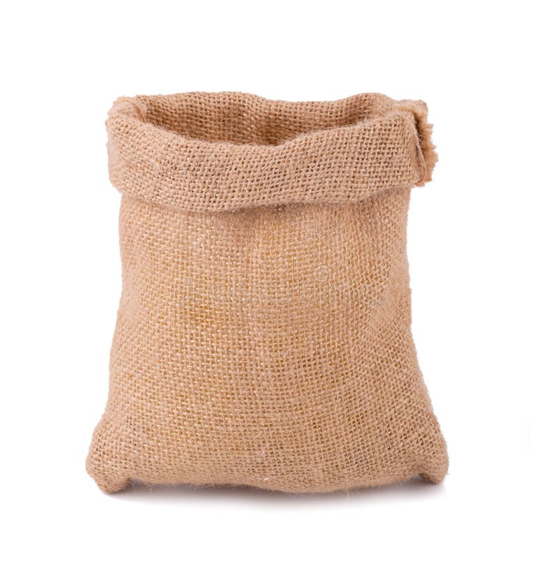 Empty Burlap Sack Bag Isolated Stock Image - Image of burlap, full ...