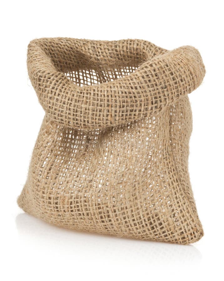 Empty Burlap Sack Bag on White Stock Image - Image of horizontal ...