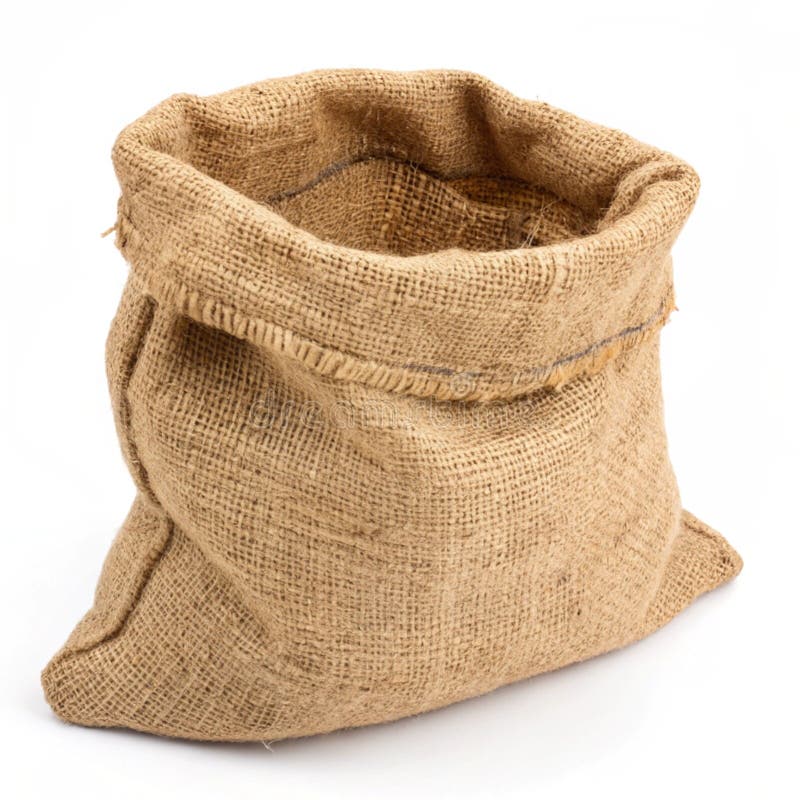 Empty Burlap Sack Isolated on White Background Stock Illustration ...