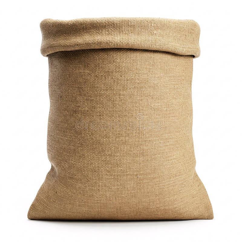 Empty Burlap Sack Isolated on a White Background. Natural Fabric ...