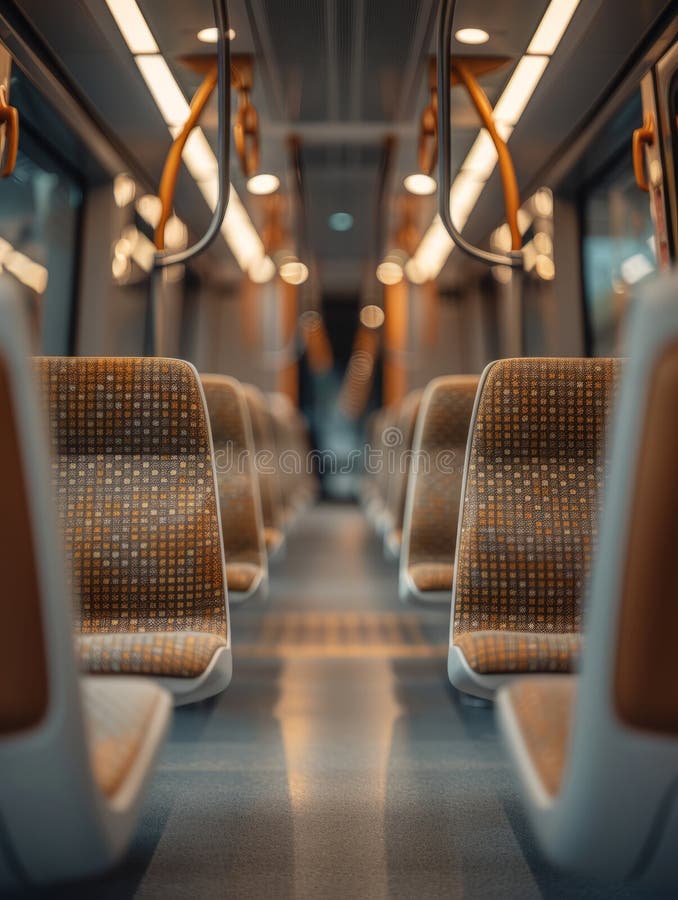 Empty Bus Interior with Neat Rows of Seats Stock Image - Image of ...