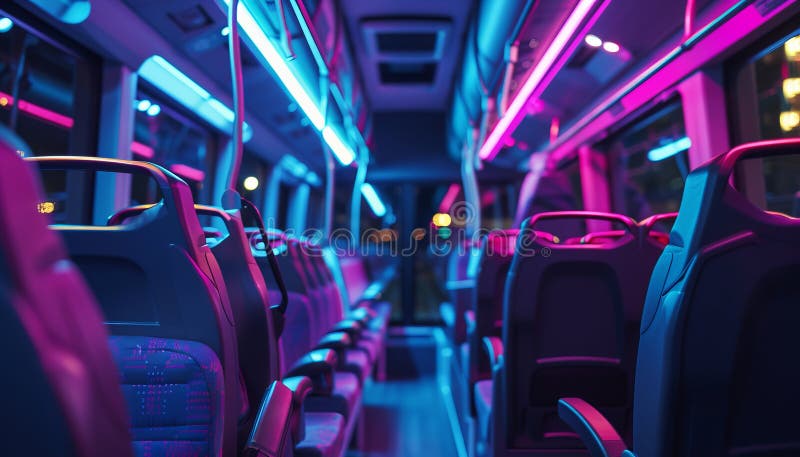 Empty Bus Seats Inside a Modern Vehicle, Waiting for Passengers Stock ...