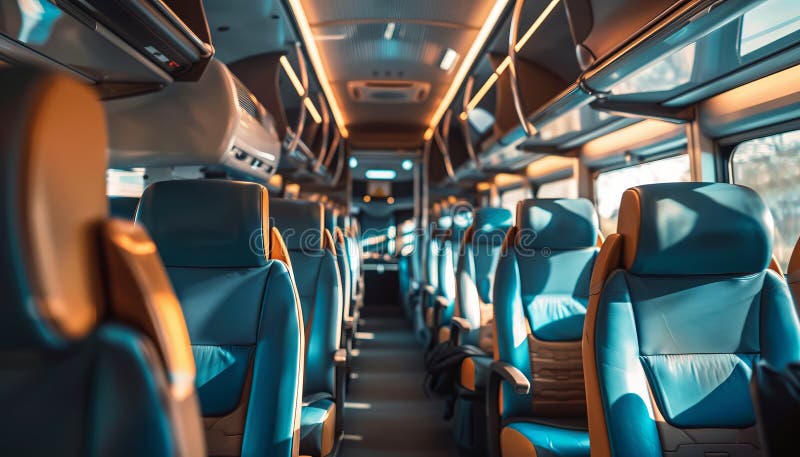 Empty Bus Seats Inside a Modern Vehicle, Waiting for Passengers Stock ...
