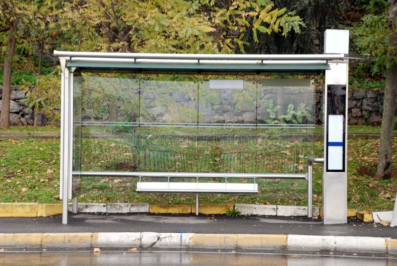 Empty Bus Stop stock image. Image of asphalt, chain, arch - 22302623