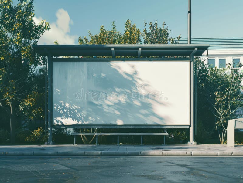 Empty Bus Stop Advertising Board Stock Photo - Image of sheltered ...