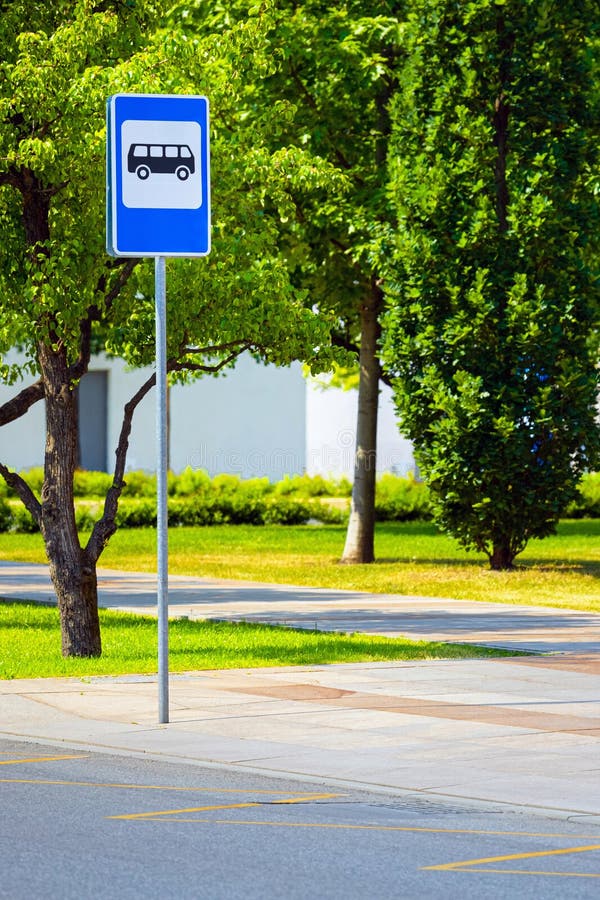 Empty Bus Stop without People, Vertical Image Stock Photo - Image of ...