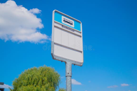 Empty Bus Stop Sign, Dutch Bus Sign Stock Photo - Image of stop, people ...