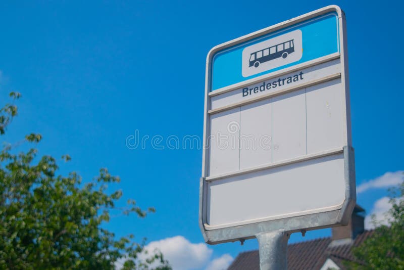 Empty Bus Stop Sign, Dutch Bus Sign Stock Photo - Image of white ...