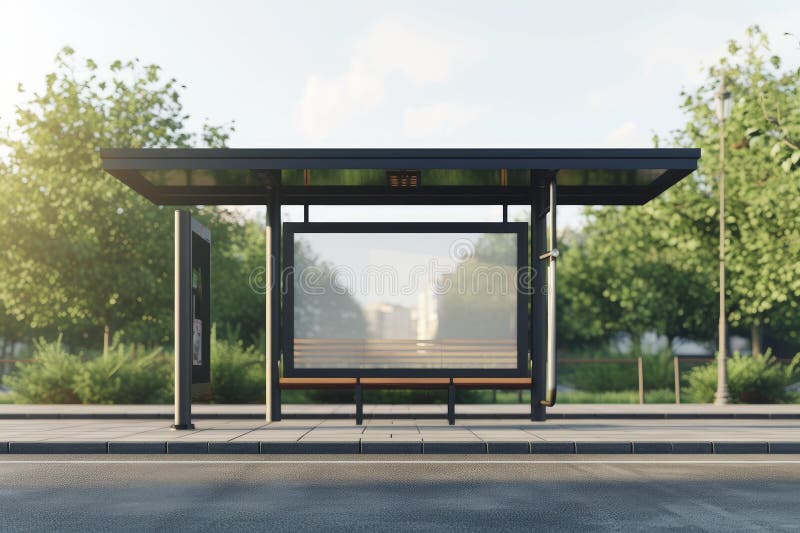 Empty Bus Stop on Sunny Day Stock Photo - Image of sunny, area: 318357872