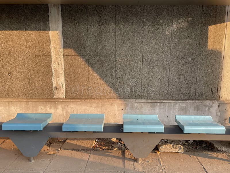 Empty Bus Stop in a Sunny Morning. Public Transport Stop Stock Image ...