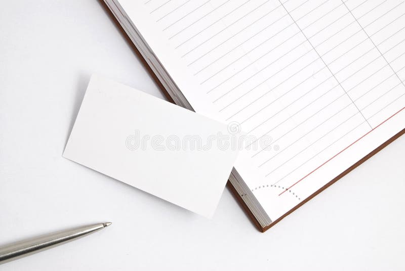 Empty Business Card with Diary and Pen Stock Photo - Image of money ...