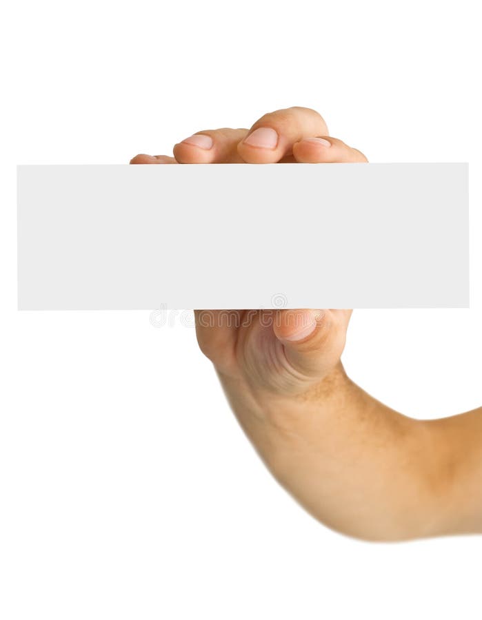 Empty Business Card in a Human Hand Stock Image - Image of isolated ...