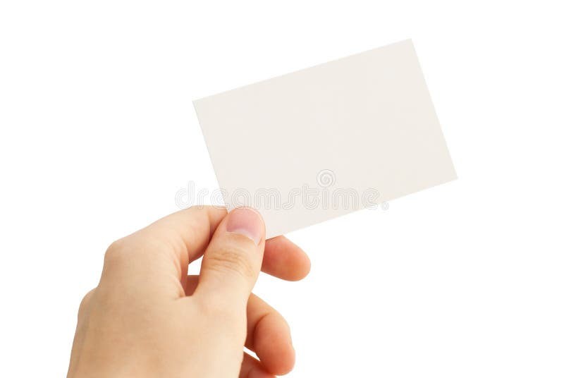 Empty Business Card in a Human Hand Stock Image - Image of finger ...