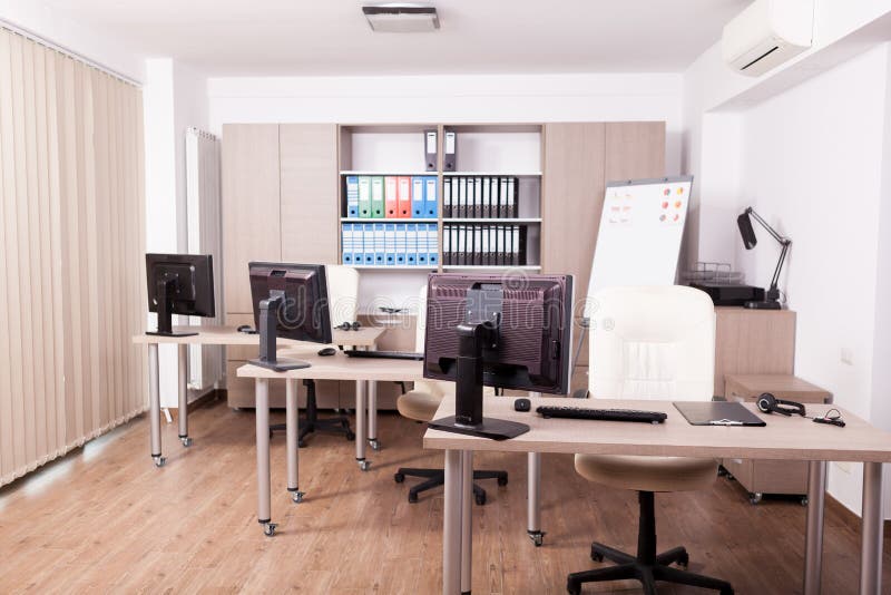 Empty Business Office Interiorin Modern Building Stock Image - Image of ...