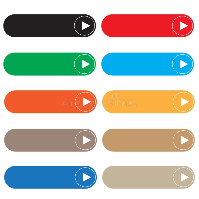 Empty Button on White Background. Flat Style. Rectangle Web Elements Set for Your Web Site ...