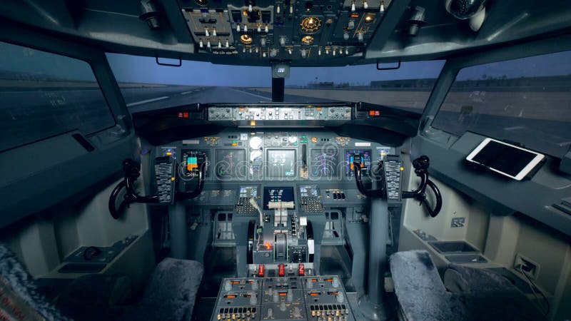 Empty Cabin Cockpit of an Aircraft from the Inside. Pilot Cabin of an ...
