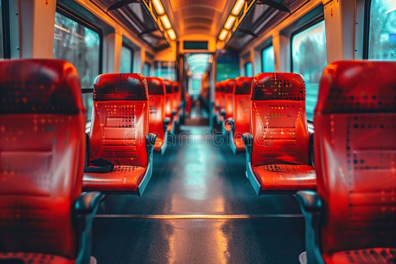 Empty Cabin of a Modern Passenger Train. Interior of a Modern European ...