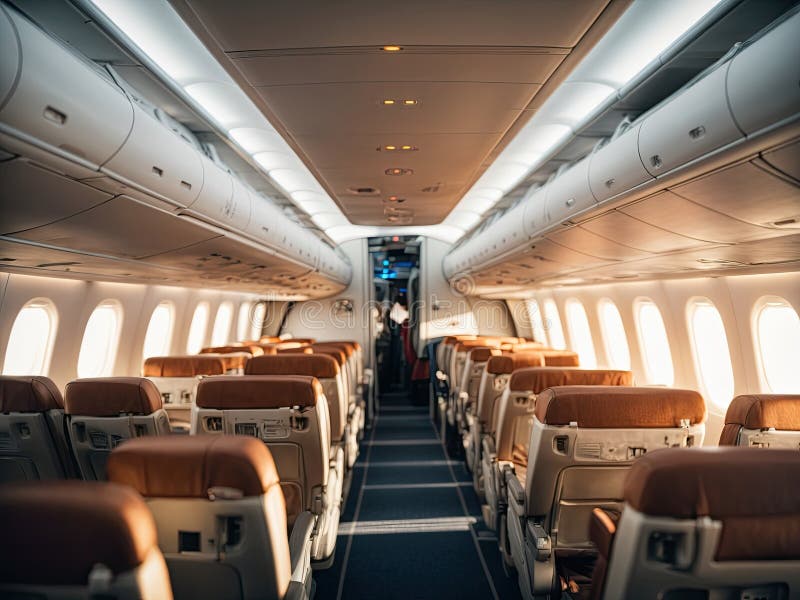 Empty Cabin of a Private Plane with Comfortable Seats, in Flight ...