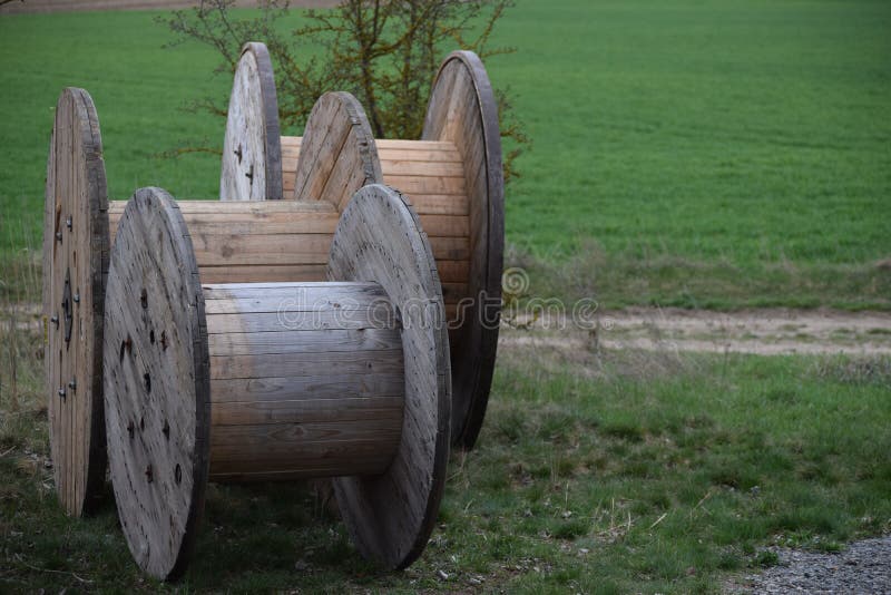 Empty Cable reels stock photo. Image of wooden, reel - 214988816