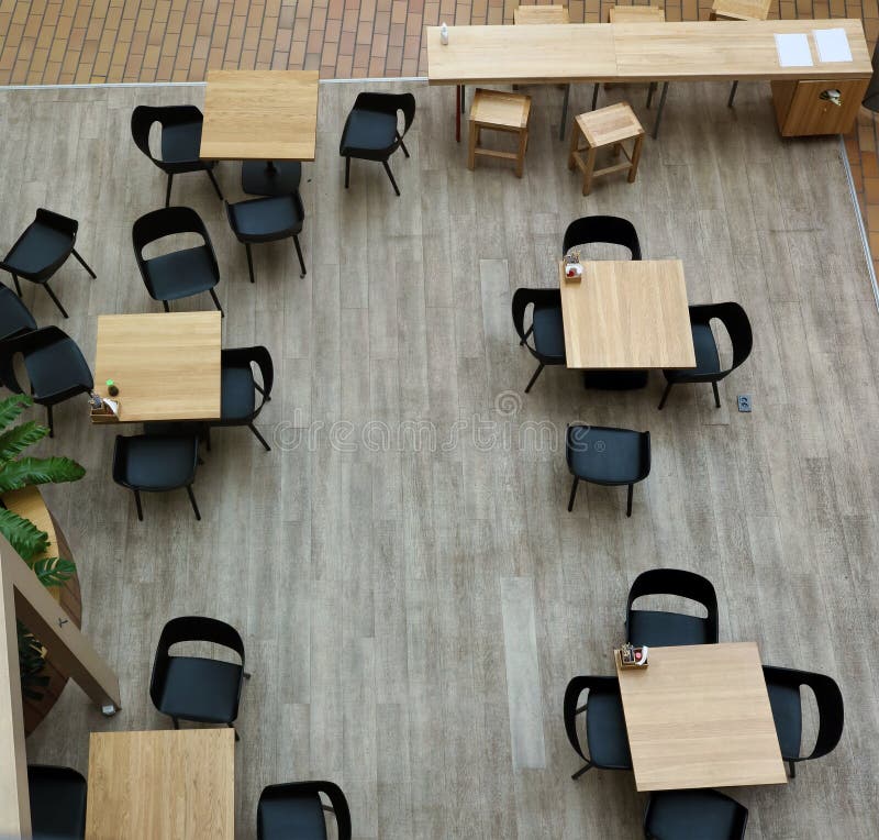 Empty cafe in city mall stock photo. Image of coronavirus - 194629612