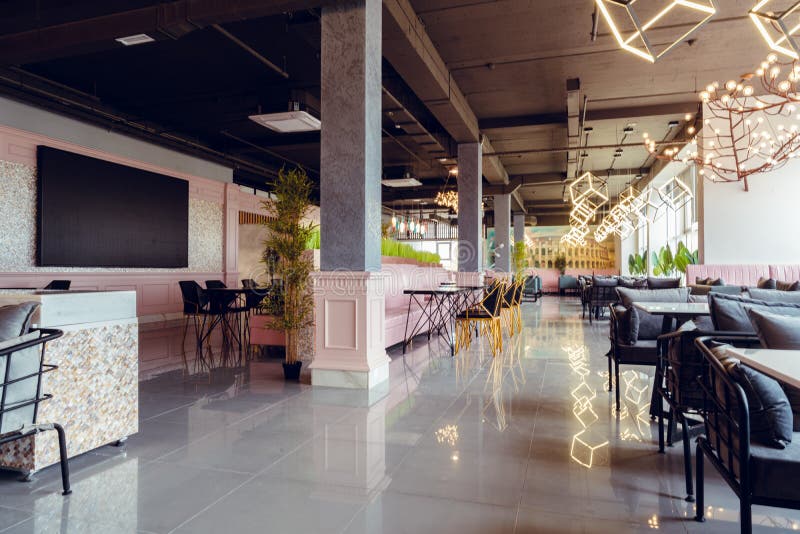 Empty Cafe or Restaurant Interior at a Daytime Stock Image - Image of ...