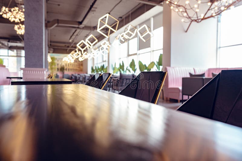Empty Cafe or Restaurant Interior at a Daytime Stock Image - Image of ...