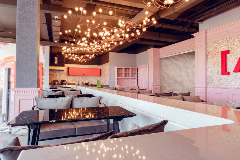 Empty Cafe or Restaurant Interior at a Daytime Editorial Photography ...