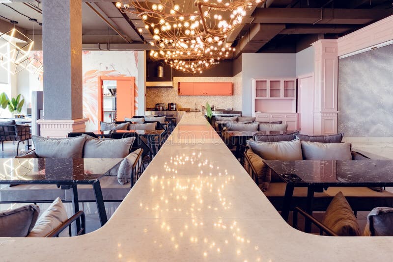 Empty Cafe or Restaurant Interior at a Daytime Editorial Stock Photo ...