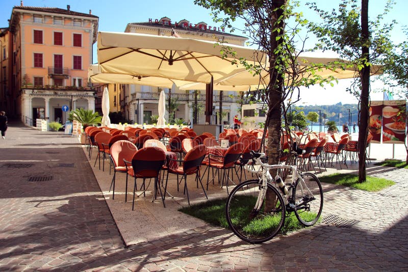 Empty Cafe in a Small Italian Town. Editorial Photography - Image of ...