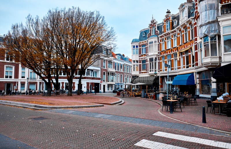 Empty Cafe on a Small Square in the Hague Editorial Image - Image of ...