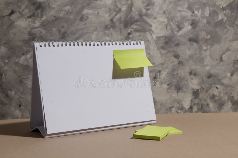 Empty Calendar Table and Blank Green Note Paper Attached, Suitable for ...