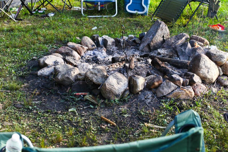 Empty Campground stock image. Image of rain, forest, bolders - 9254009