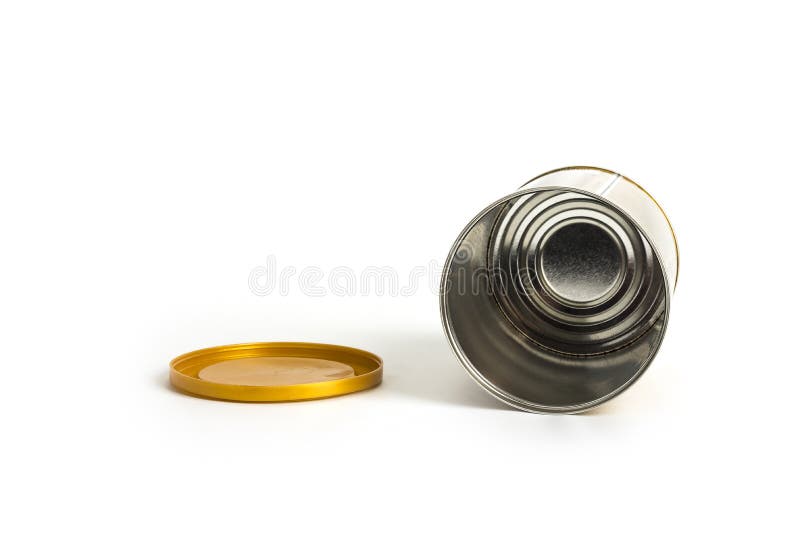 Empty Can with Plastic Lid on a White Stock Photo - Image of canned ...
