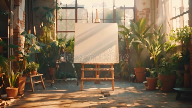 Empty Canvas in Modern Artist Studio, Inspirational Art Creation ...