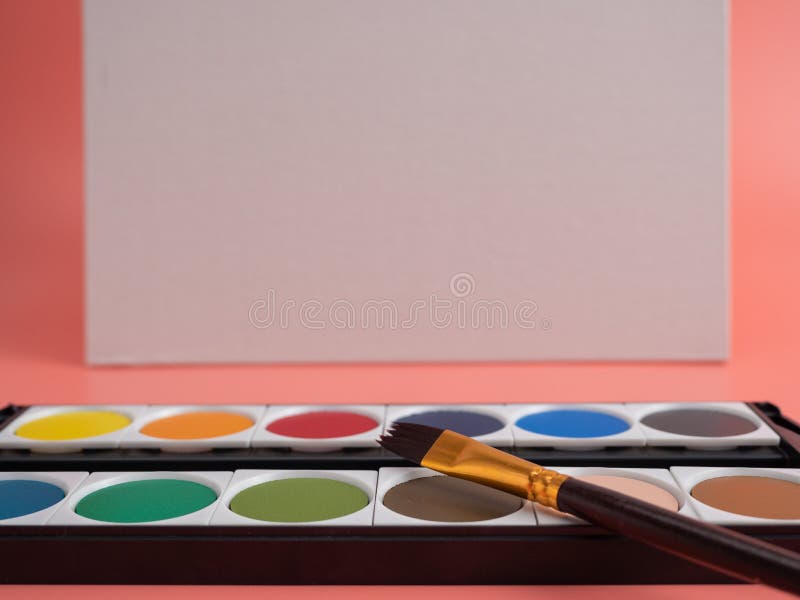 Empty Canvas, Tools and Brushes. Place for Text Stock Photo - Image of ...