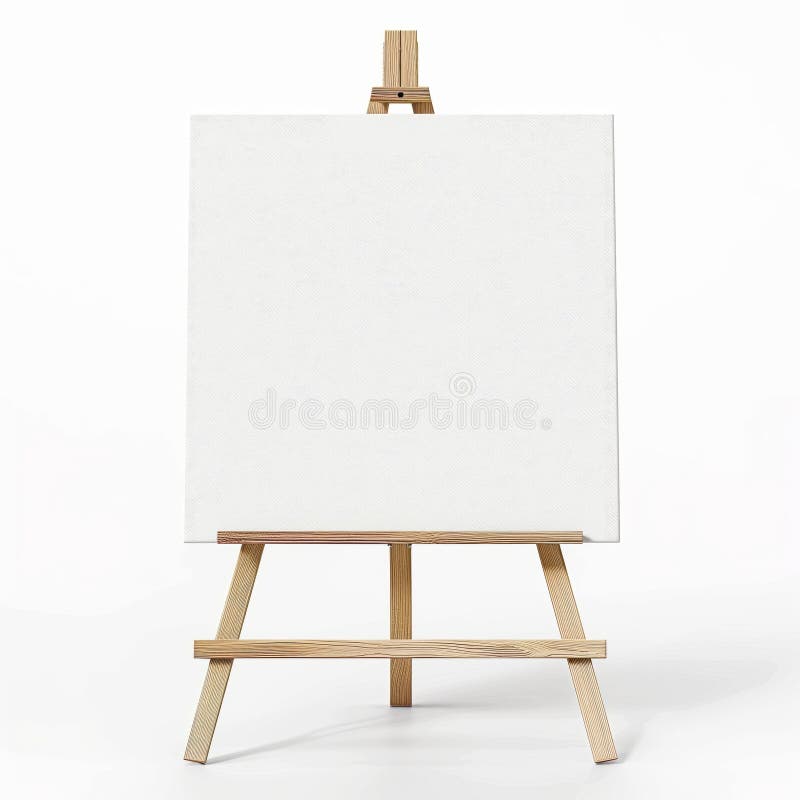 Empty Canvas on Wooden Easel Frontal View Stock Image - Image of ...