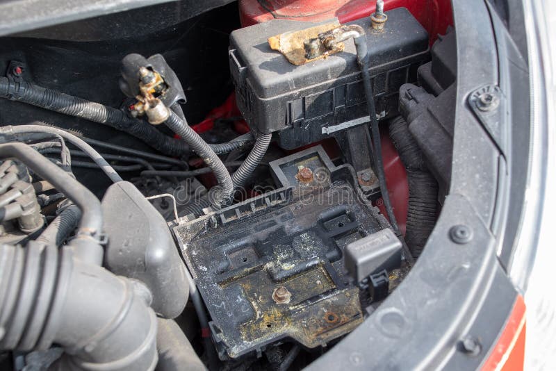Empty Car Battery Compartment Stock Photo - Image of compartment ...