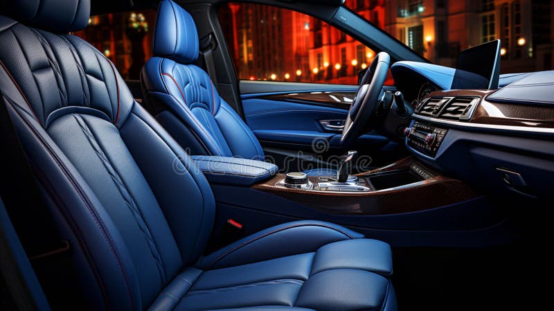 Empty Car Blue Seats Interior Stock Photo - Image of interior, design ...