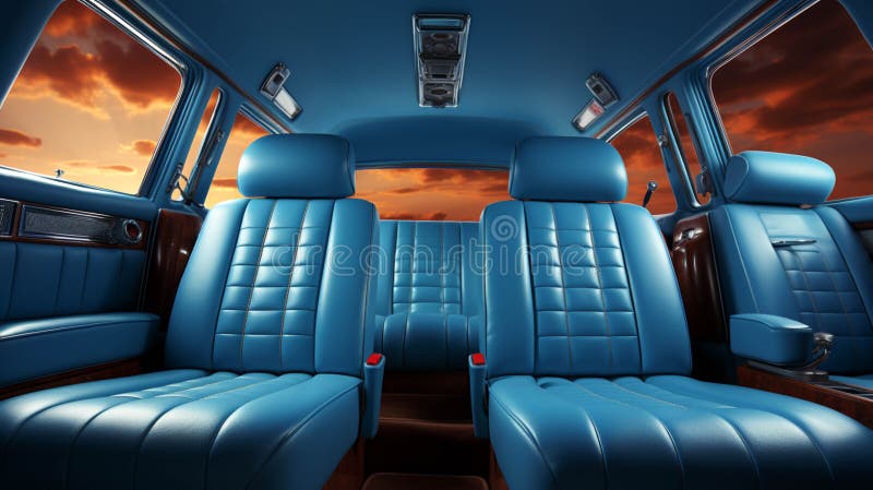 Empty Car Blue Seats Interior Stock Image - Image of transport, trip ...