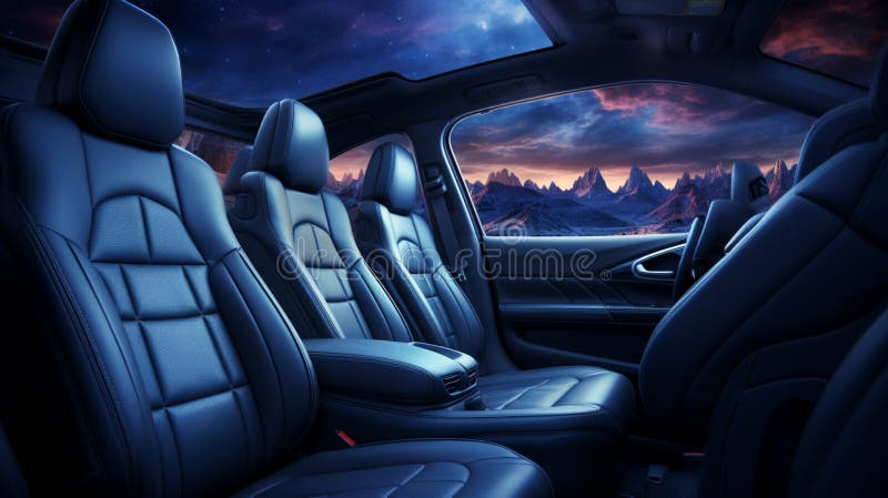 Empty Car Blue Seats Interior Stock Image - Image of traffic, transport ...