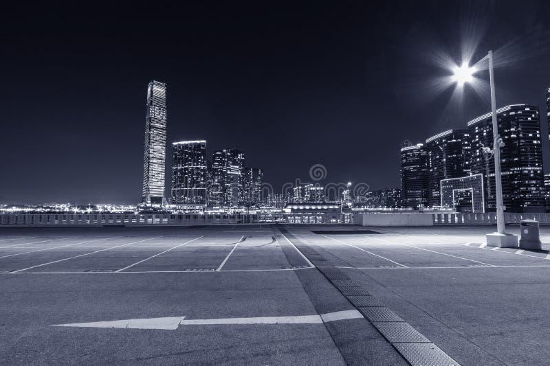 Empty car park in downtown stock photo. Image of black - 174993850
