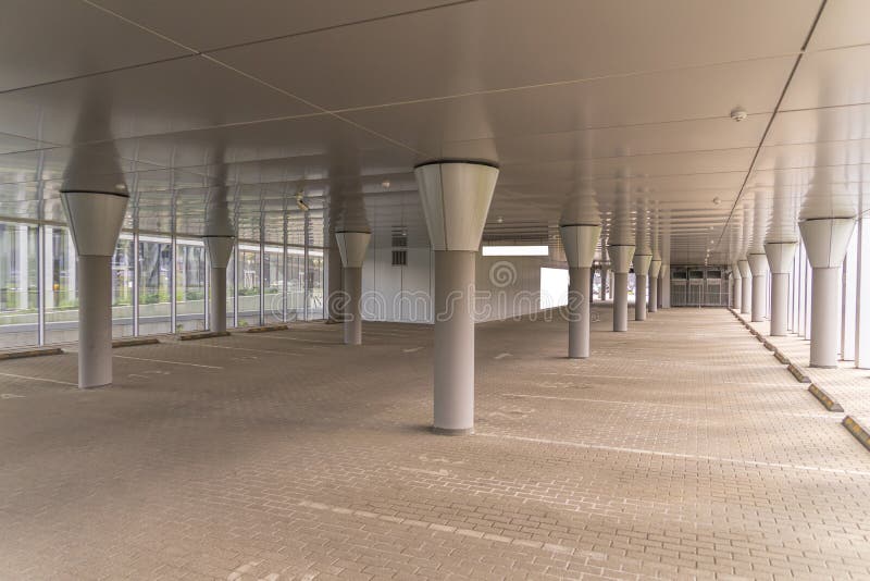 Empty Car Parking Garage in Office Building Stock Photo - Image of ...