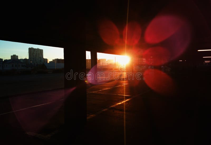 Empty Car Parking at Sunrise Time Backdrop Stock Image - Image of city ...