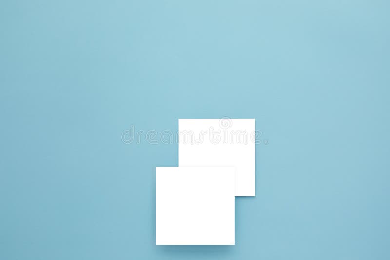 Empty Card on Blue Background. Mockup Template. Stock Photo - Image of ...
