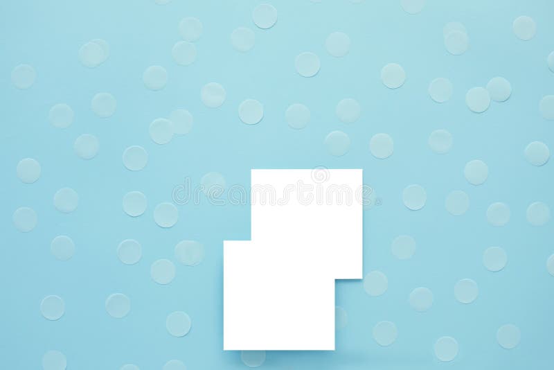 Empty Card on Blue Background. Mockup Template. Stock Photo - Image of ...
