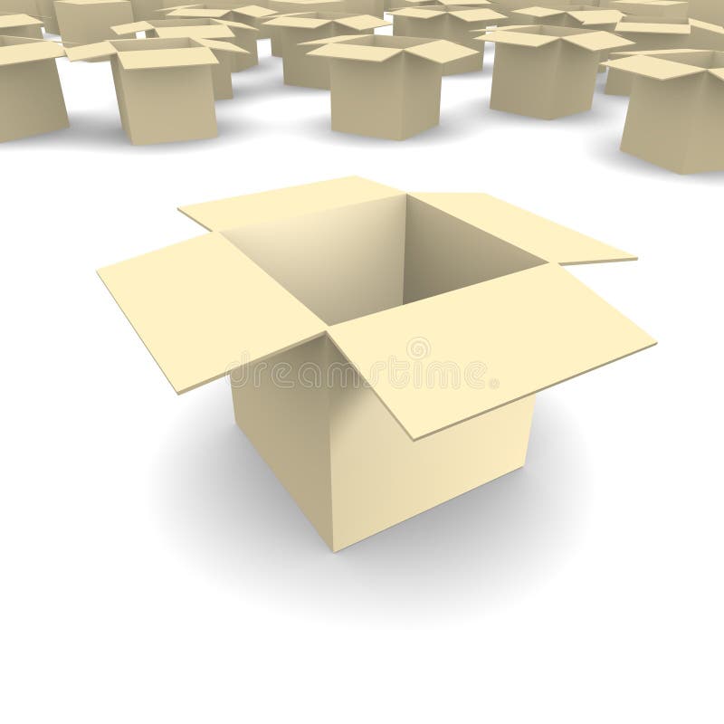 Empty cardboard box 3d stock illustration. Illustration of package ...