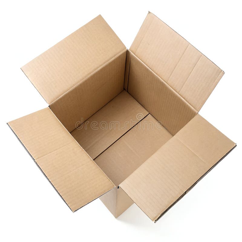Empty Cardboard Box from Above Isolated on White Background Stock ...