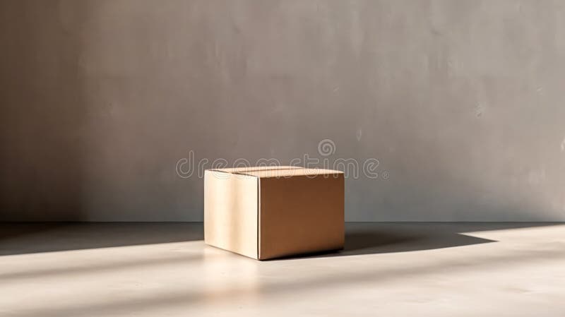 An Empty Cardboard Box Casting a Shadow with a Window Cutout Stock ...