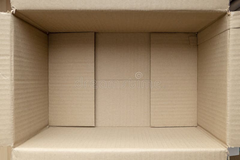 Empty Cardboard Box. Close Up Inside View of Cardboard Packaging Box ...